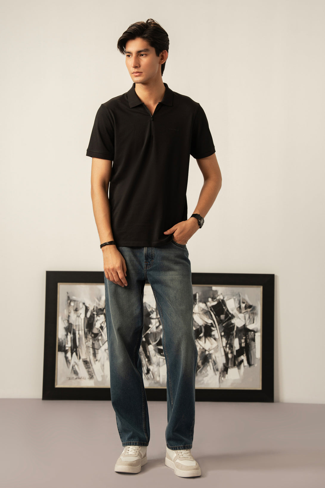 PERFORMANCE ZIPPER POLO - BLACK