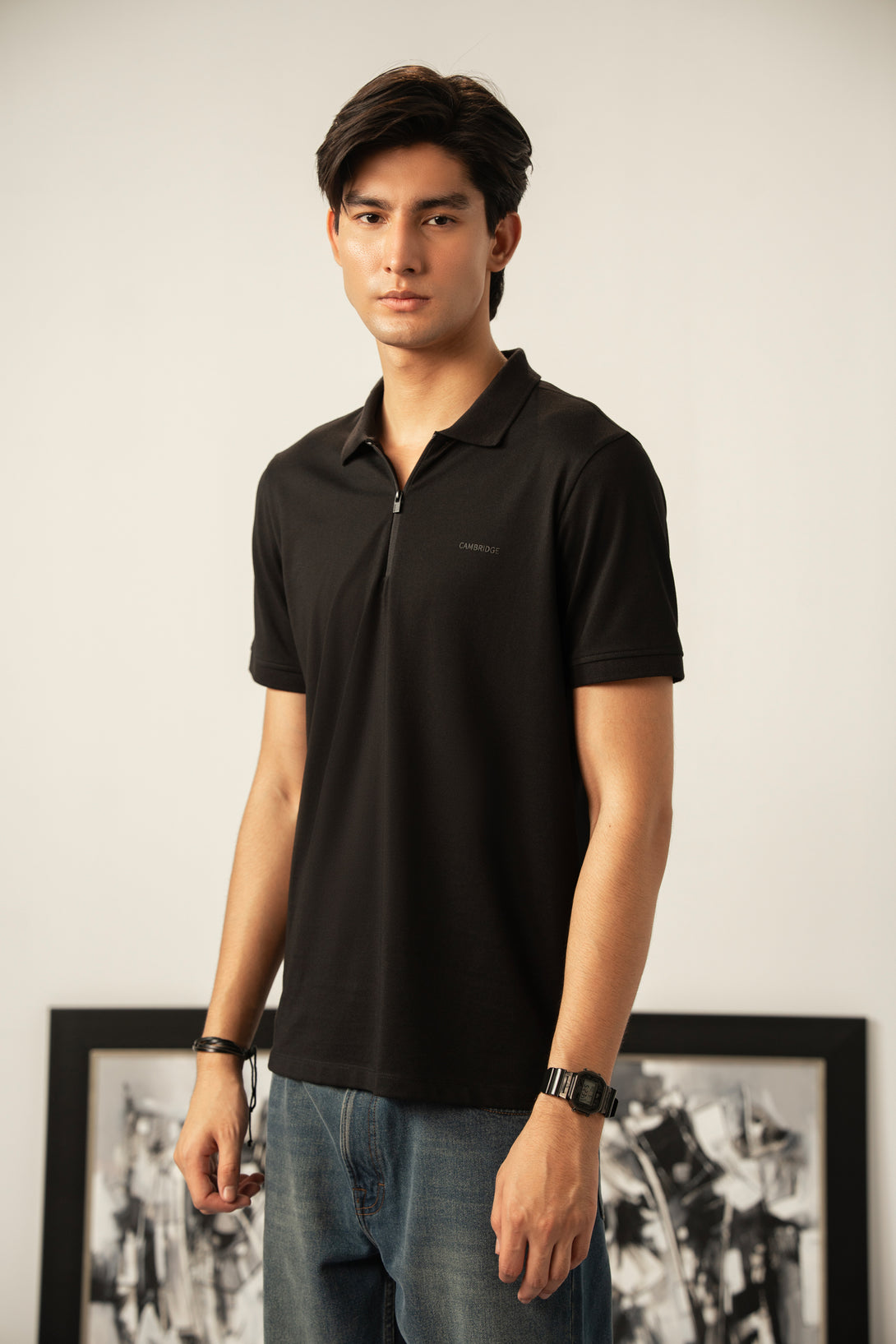 PERFORMANCE ZIPPER POLO - BLACK