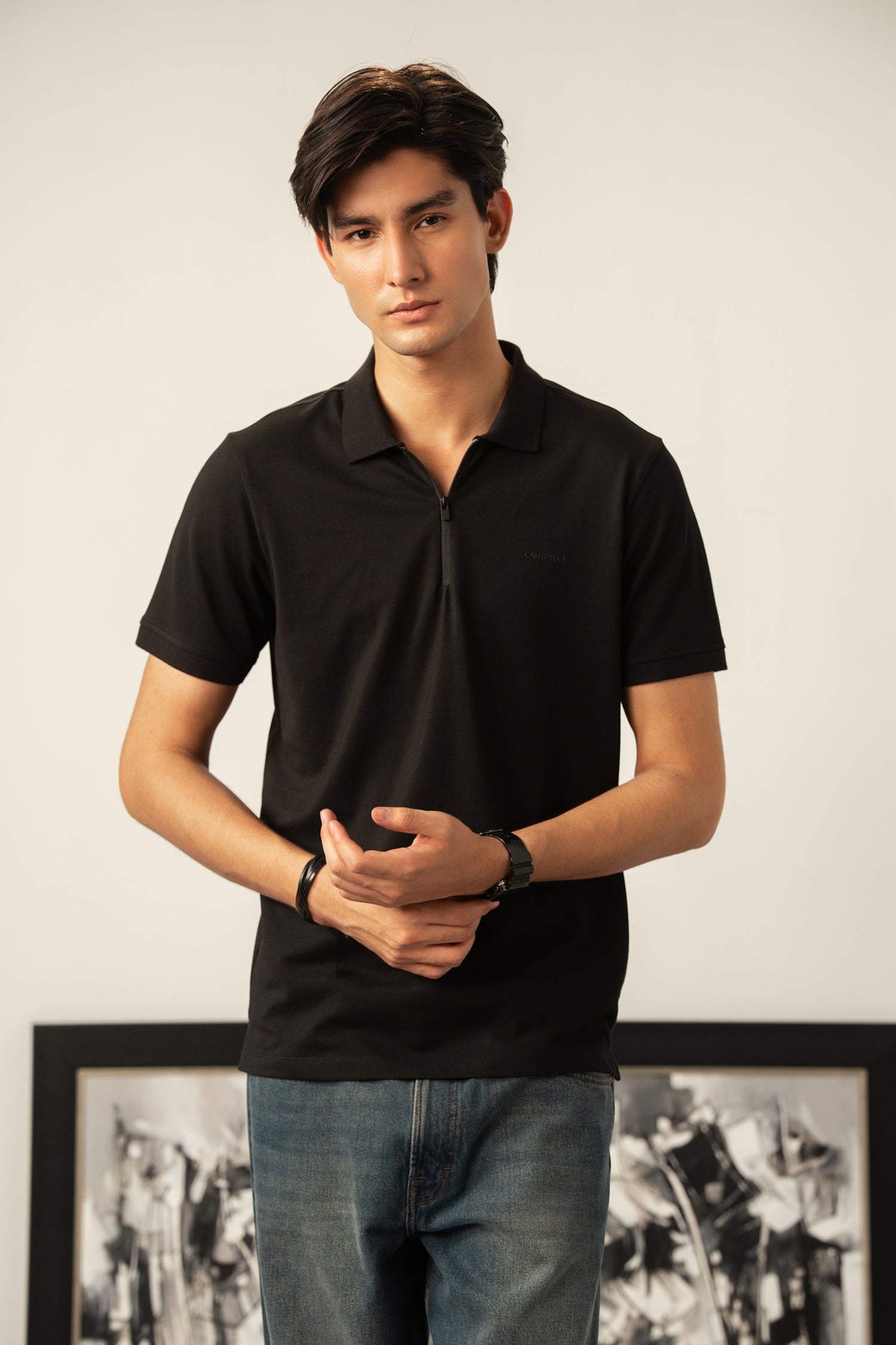 PERFORMANCE ZIPPER POLO - BLACK