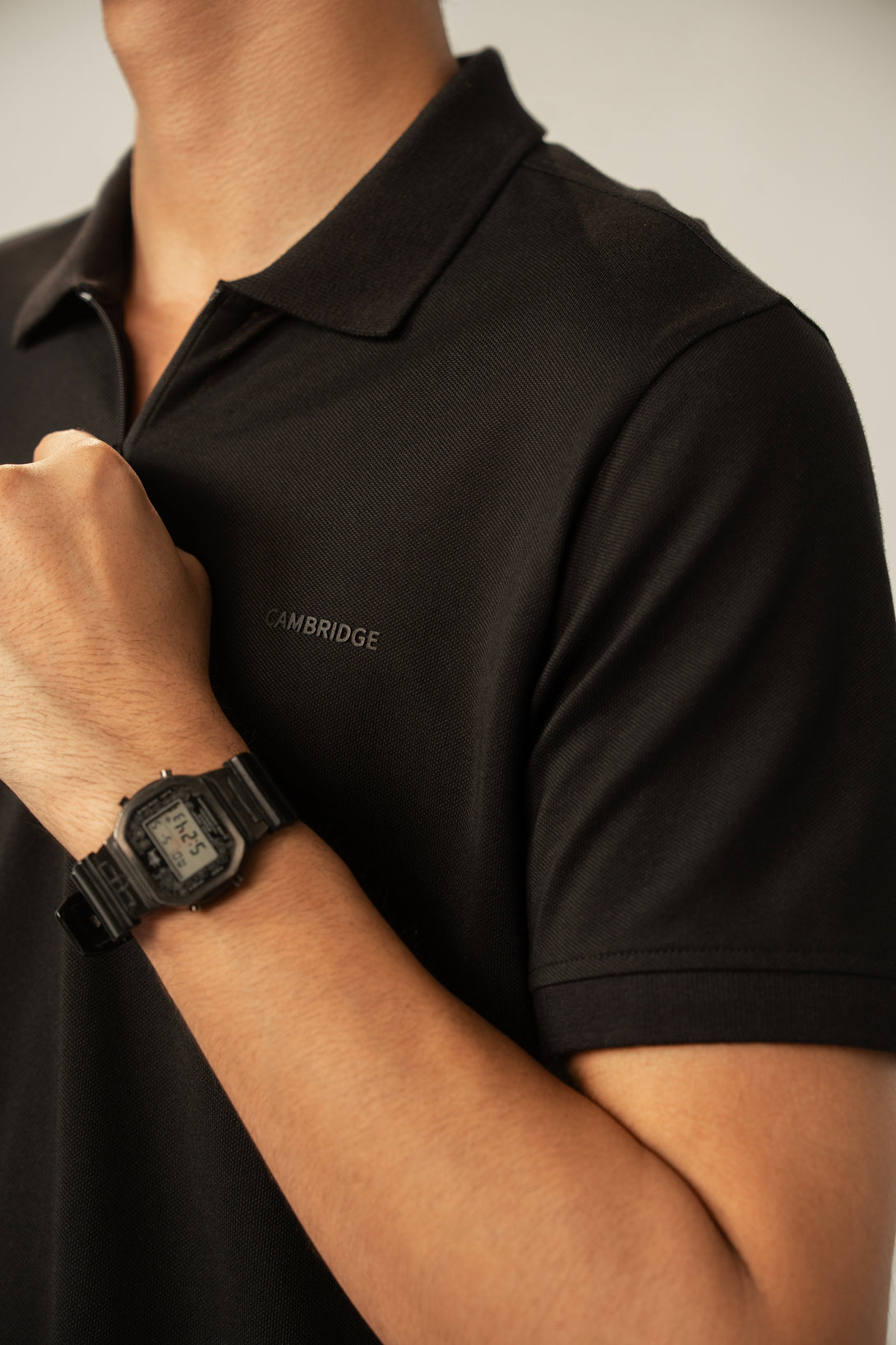 PERFORMANCE ZIPPER POLO - BLACK