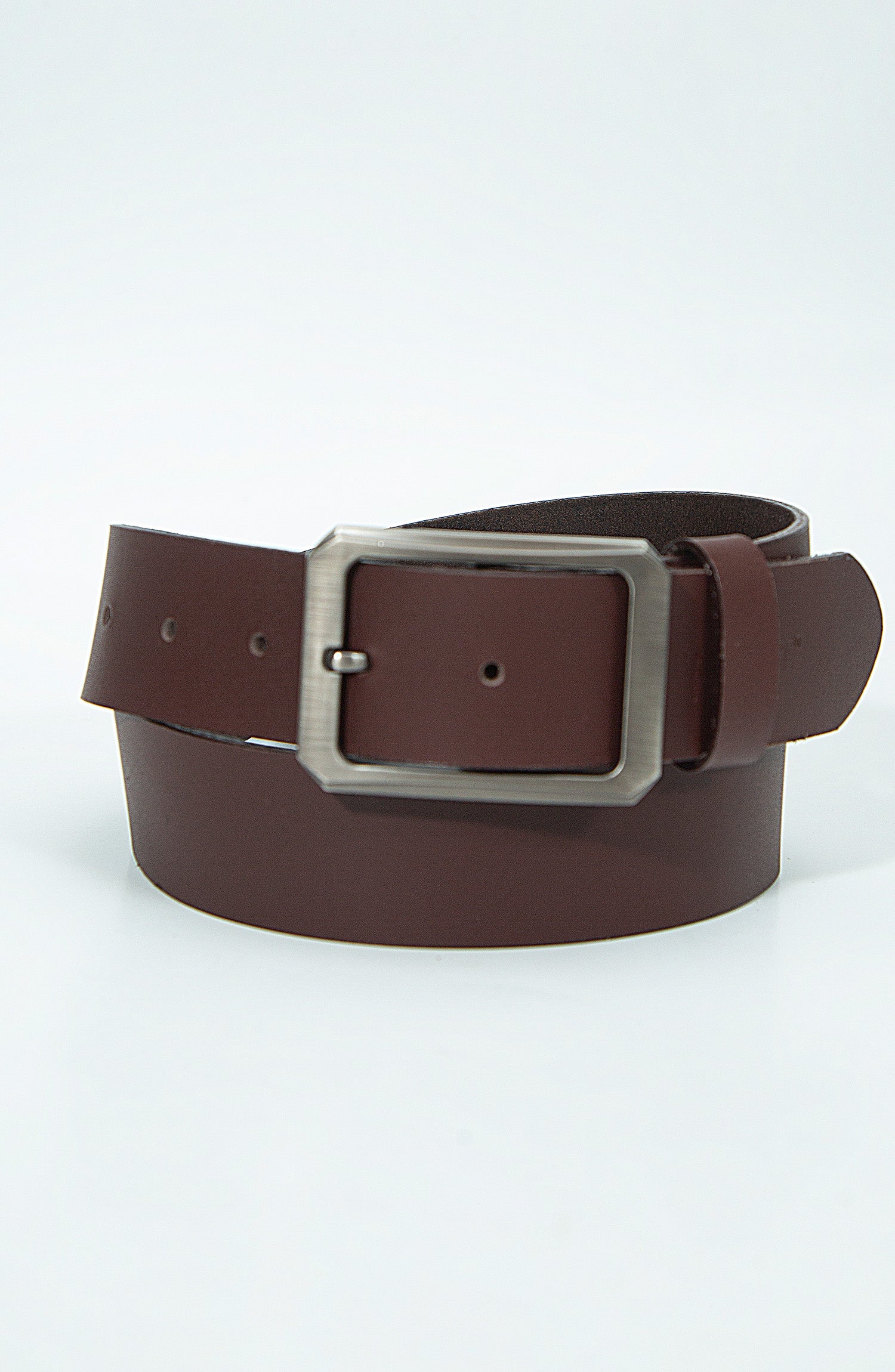Casual Leather Belt - Maroon