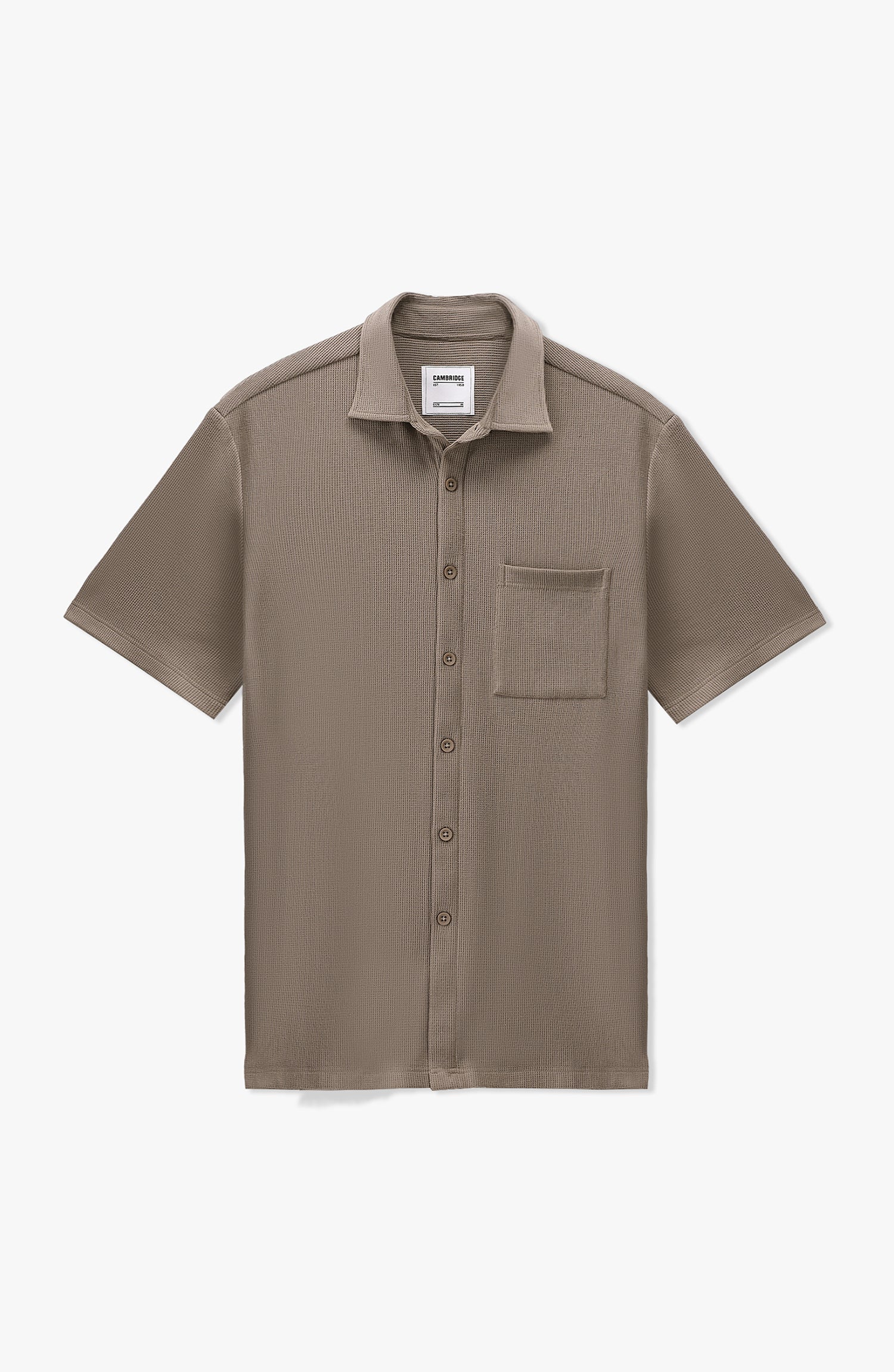 WAFFLE BUTTON SHIRT - BROWN