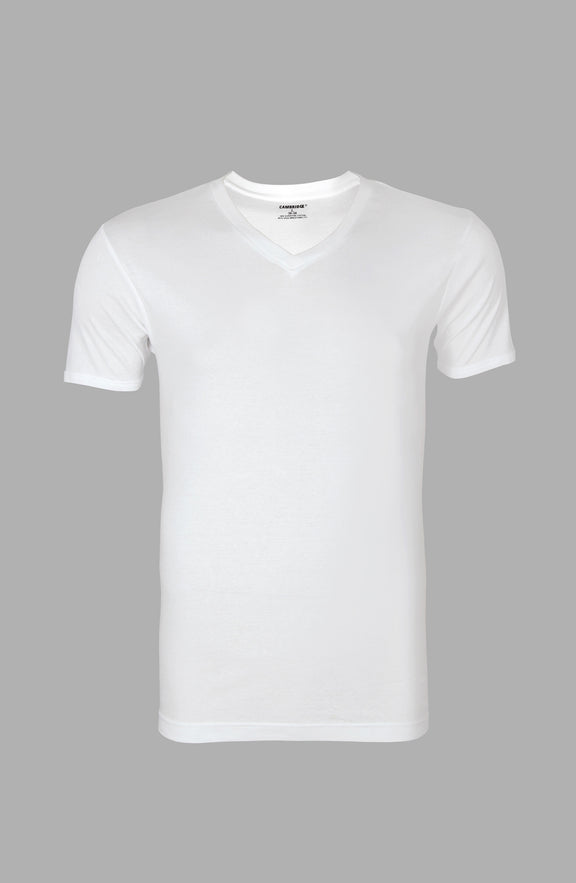 White Cotton Rib V-Neck