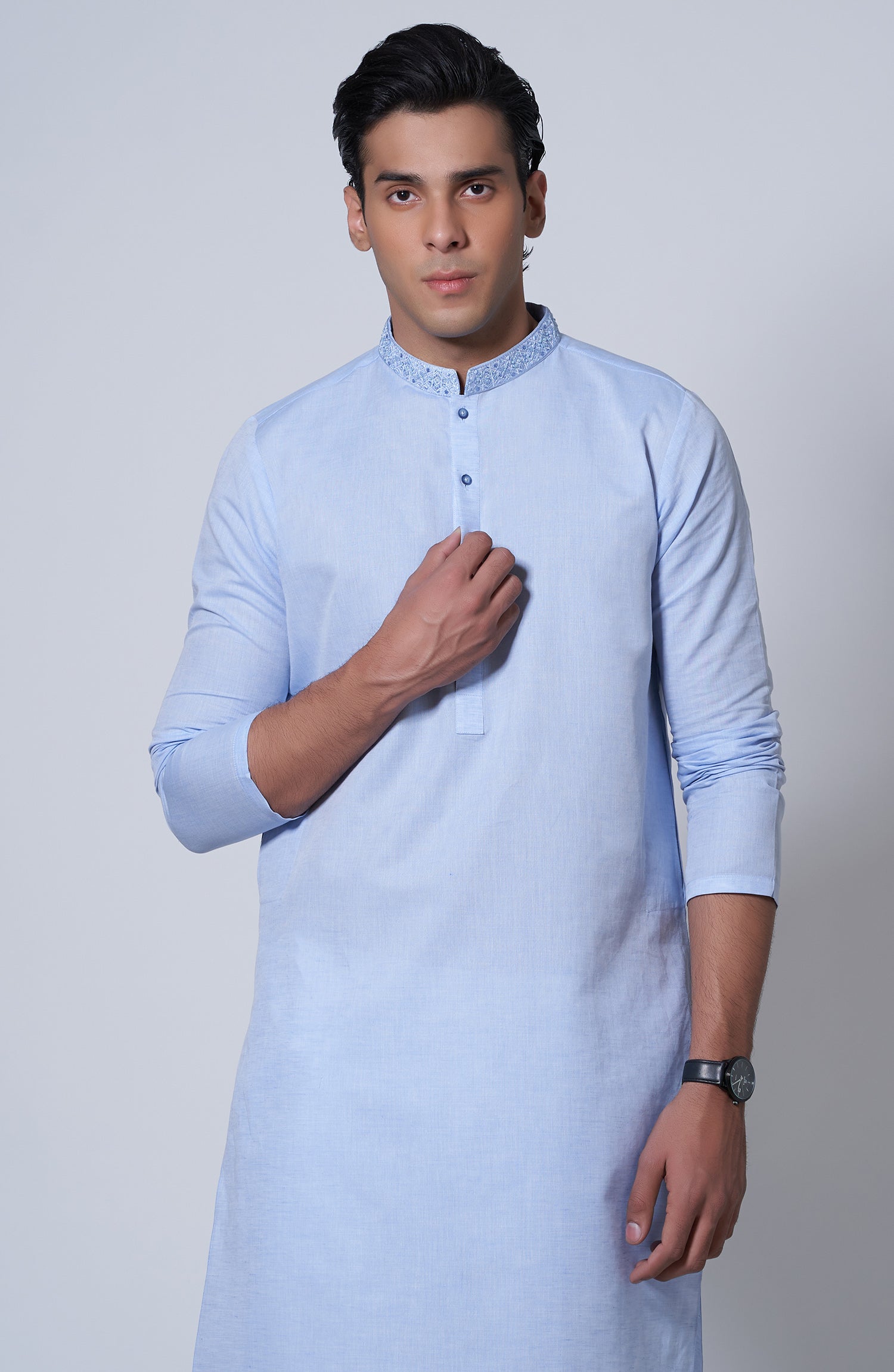 Light Blue Embroidered Kurta